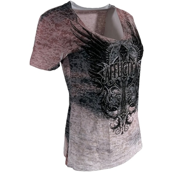 Affliction | Tops | Affliction Womens Tshirt Turquoise Pass Vneck Biker ...